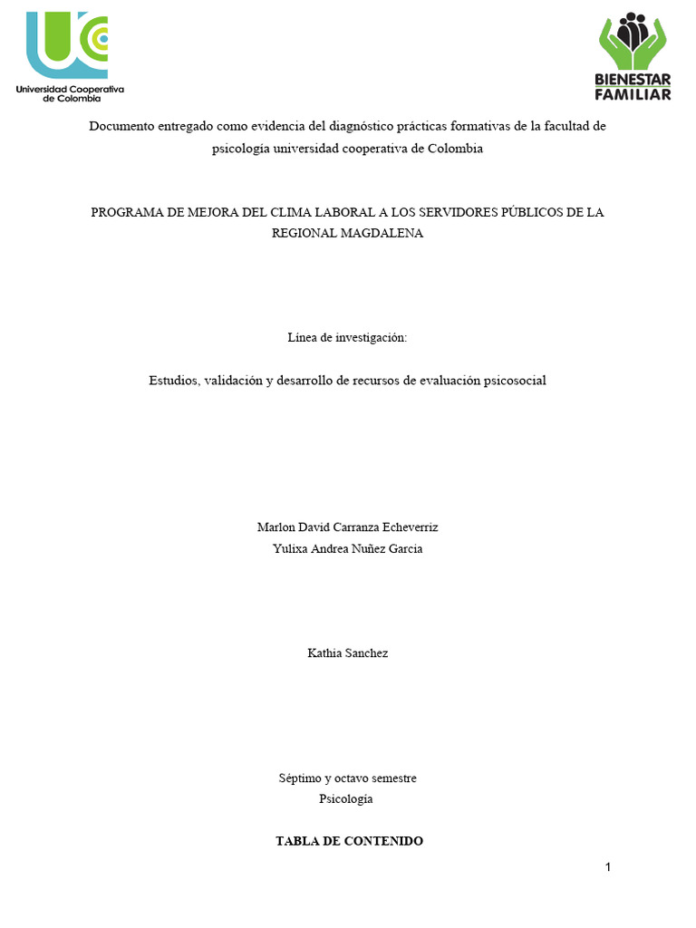 Proyecto de Practicas 2024-1 (Clima Laboral) | PDF | Motivación | Motivacional