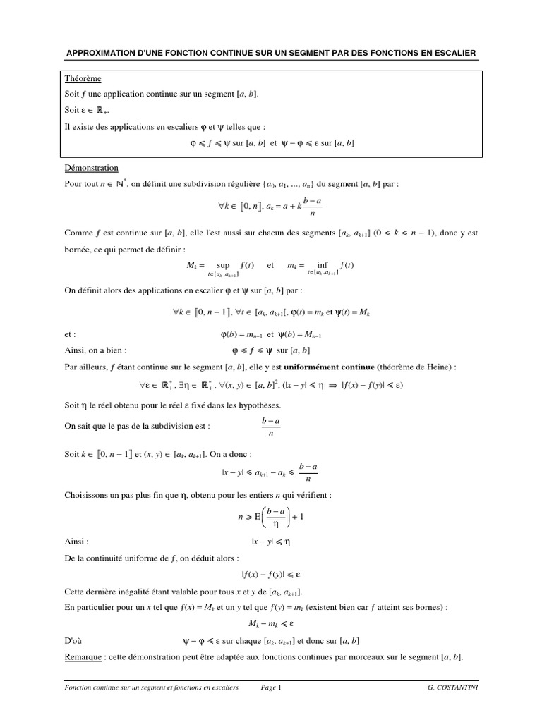 Approximation par fonctions en escalier | PDF | Géométrie | Objets ...