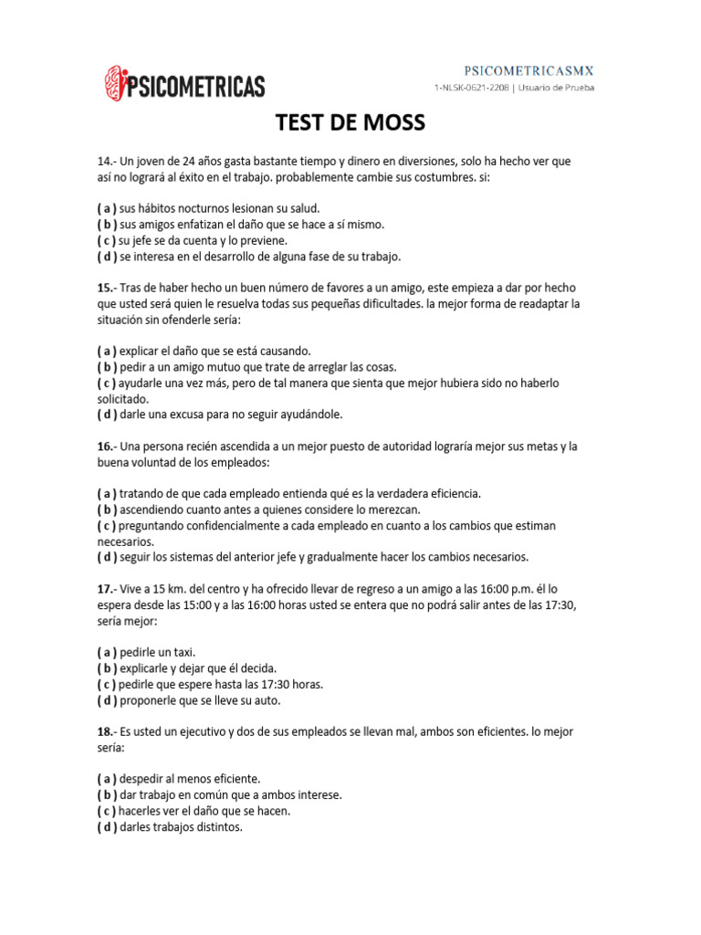 Test de Moss | PDF