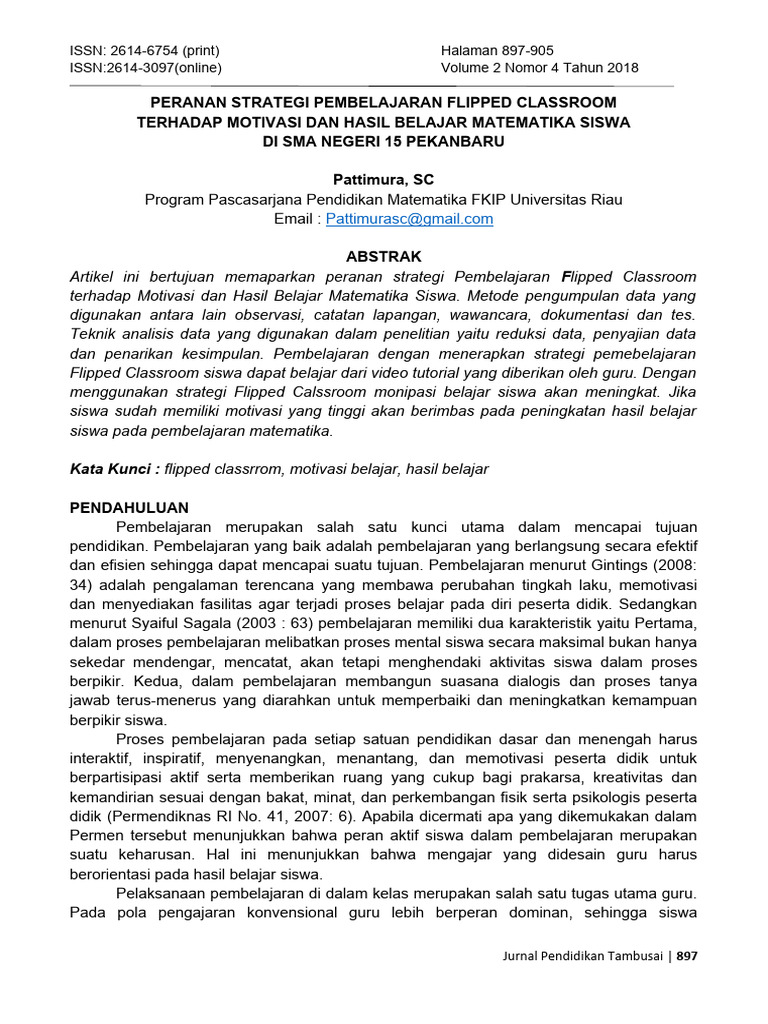Flipped Classroom Tingkatkan Motivasi dan Hasil Belajar Matematika | PDF