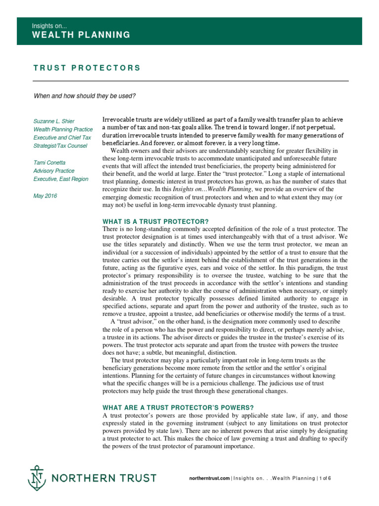 Trust Protectors | PDF | Fiduciary | Trustee