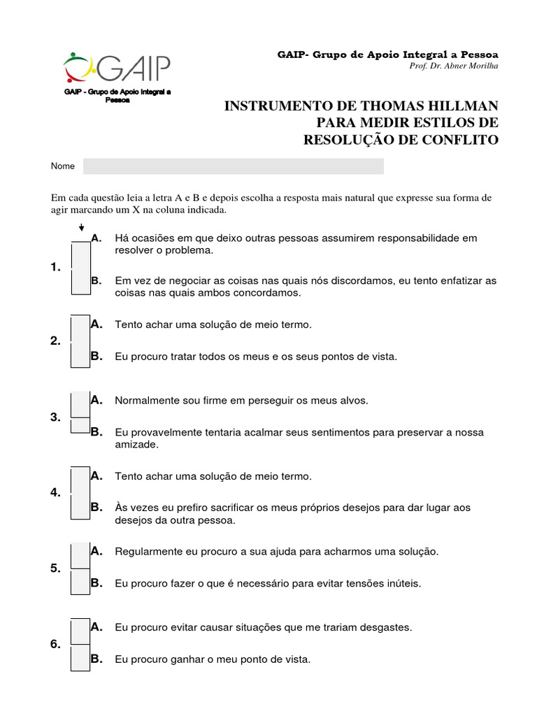 Escala Resolucao de Conflitos - GAIP | PDF Escala Resolucao de Conflitos - GAIP | PDF
