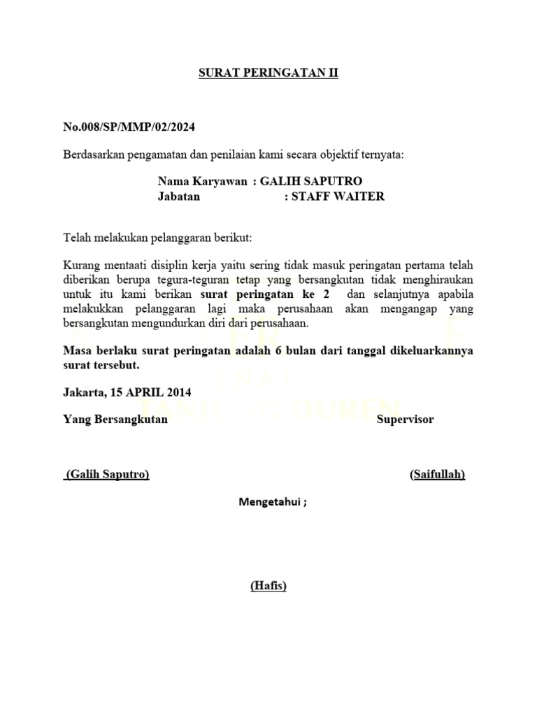 Surat Peringatan Ii | PDF