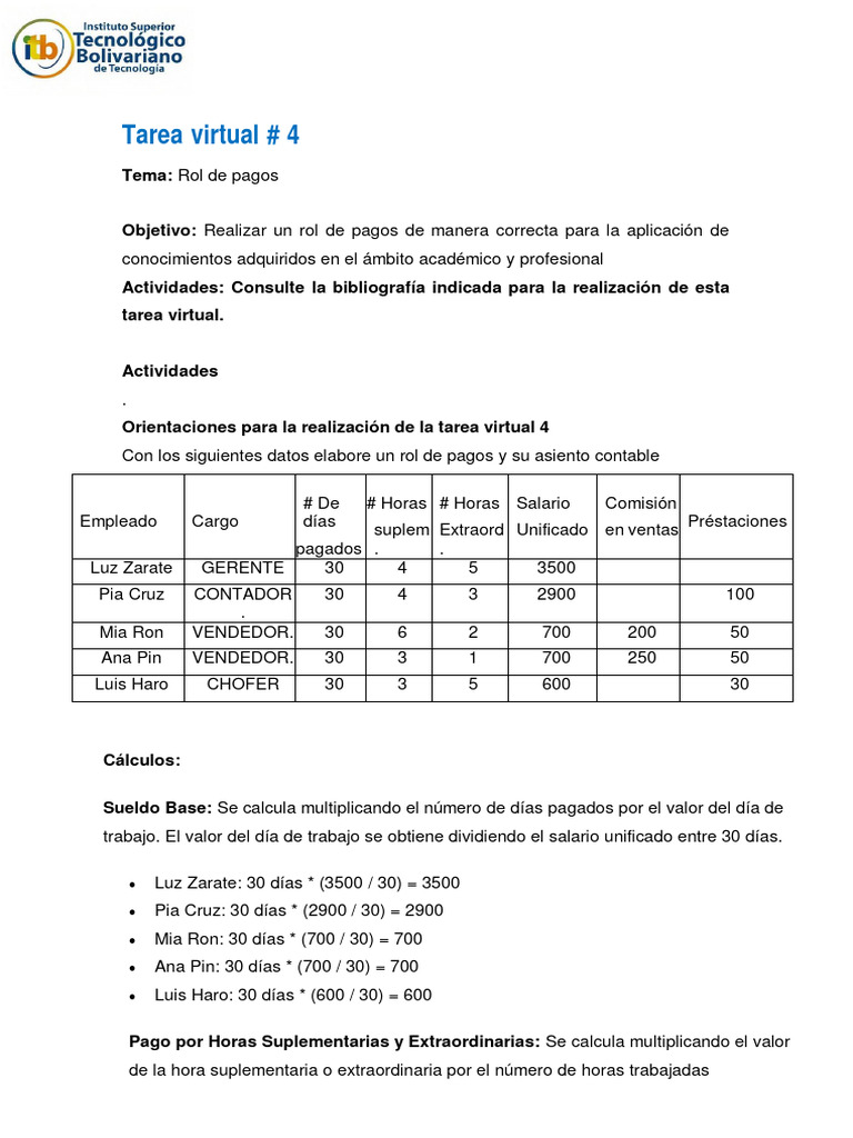 Tarea Virtual # 4 Proyecto Integrador PDF | PDF | Salario | Economias