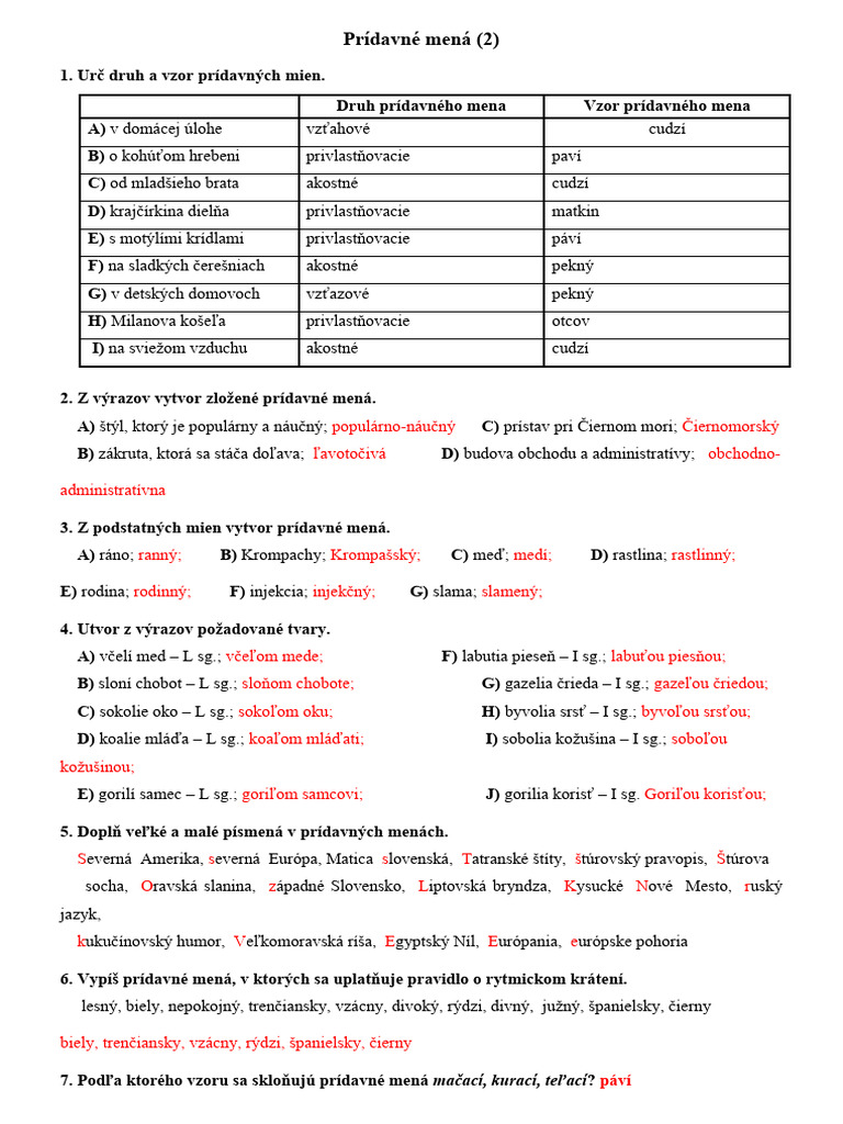 Prídavné Mená (2) - Kópia | PDF