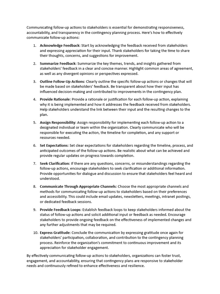 Effective Stakeholder Follow-Up Actions | PDF | Communication ...