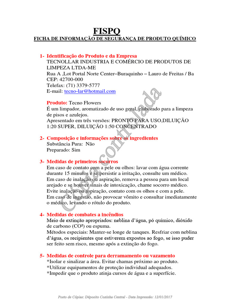 Fispq Ficha de Informacao de Seguranca D | PDF | Dióxido de carbono | Incêndios