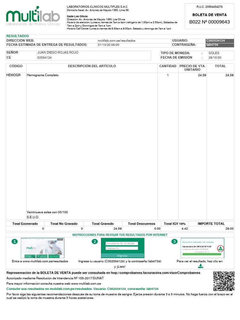 31/10/20 09:00 Juan Diego Rojas Rojo 02534124 Soles 29/10/20 | PDF