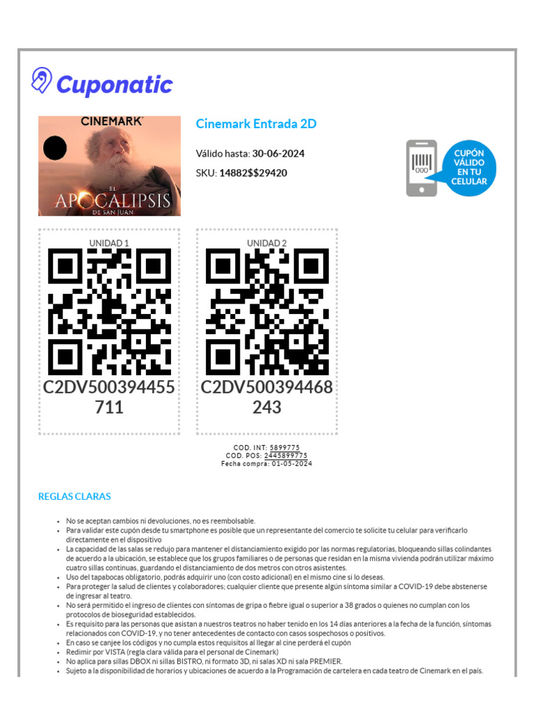 Cinemark Entrada 2D | PDF