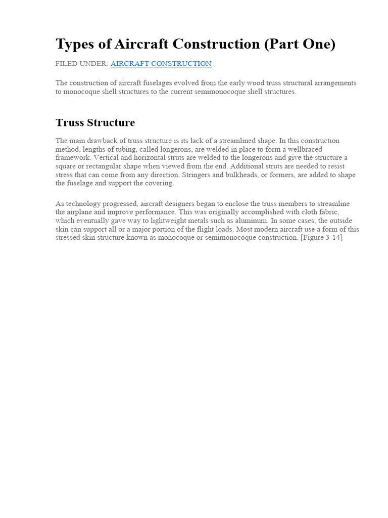 Types of Aircraft Construction | PDF | Composite Material | Fiberglass