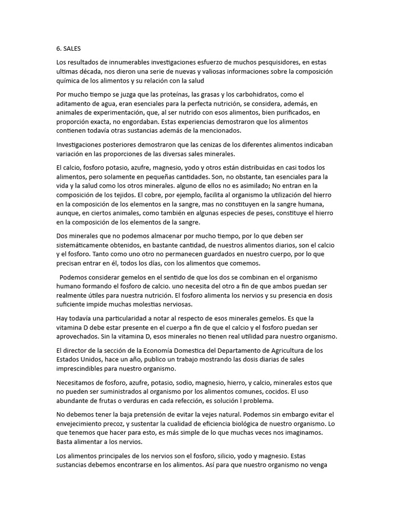 Sales | PDF | Alimentos | Calcio