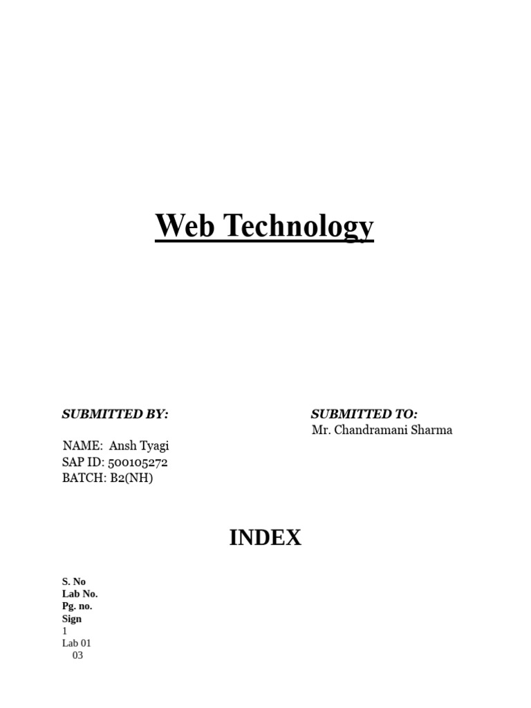 Web Technology Lab Ansh TYagi File | PDF | Java Script | Software