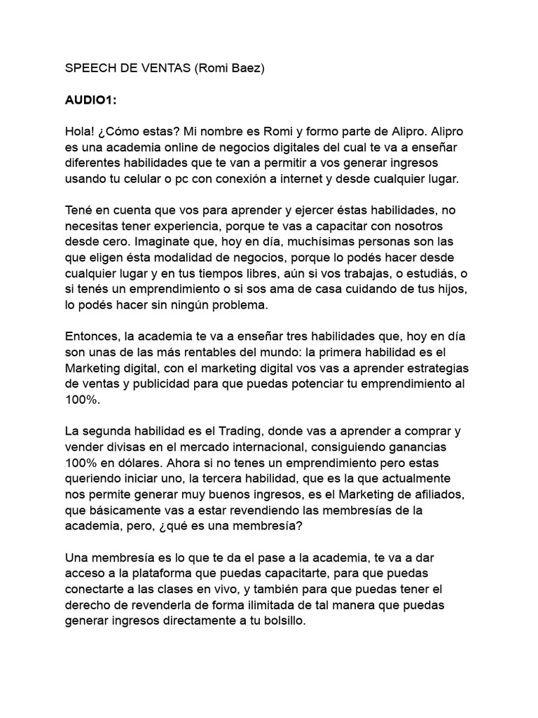 Ventas y Membresías en Alipro | PDF