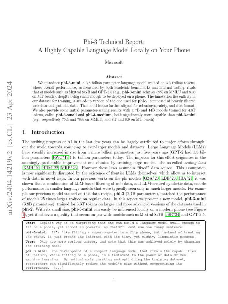 Phi-3 Mini: Powerful Phone Language Model | PDF | Cognitive Science ...