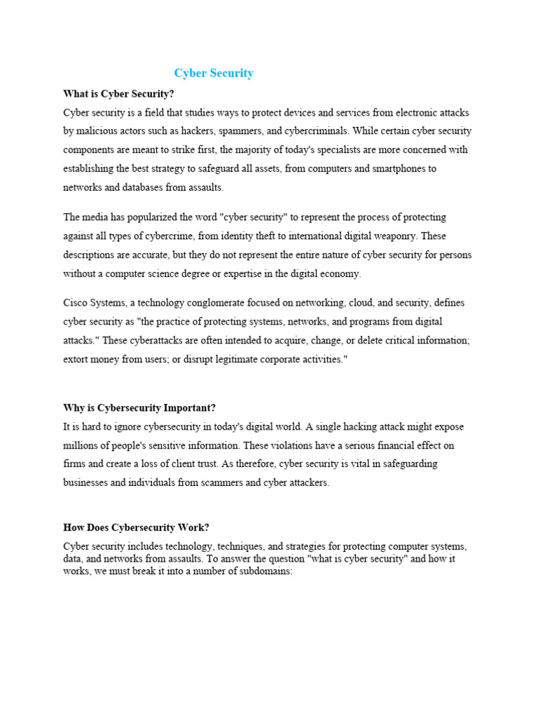 P1 What is Cyber Security | PDF | Security | Computer Security