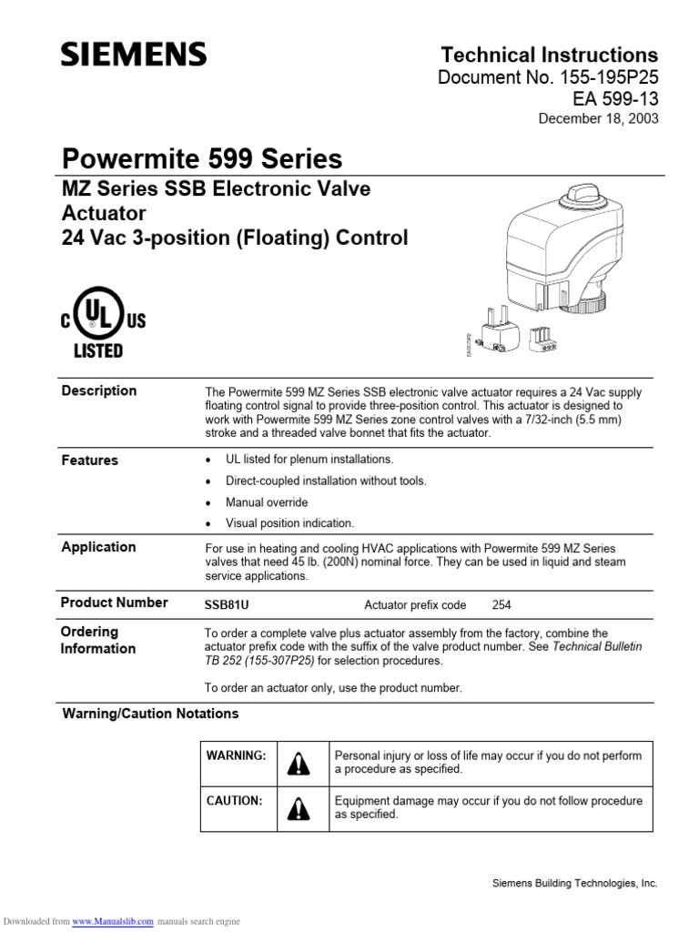 SSB 81 U | PDF | Valve | Actuator