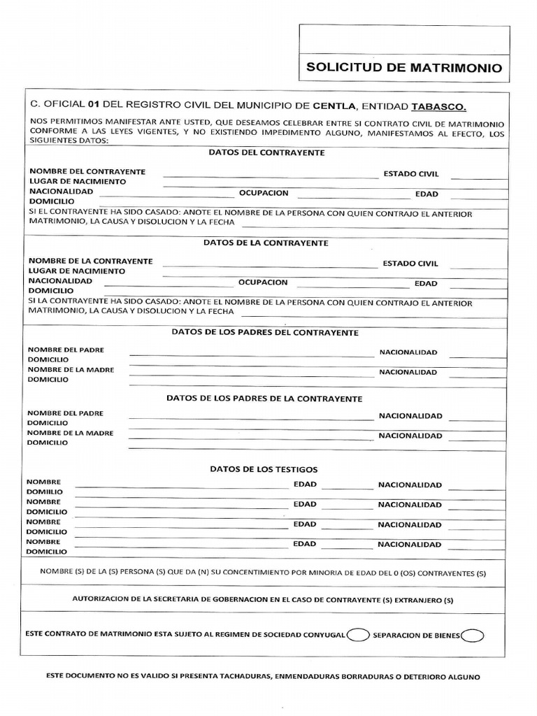 Formato de Solicitud de Matrimonio | PDF | Matrimonio | Gobierno y personalidad
