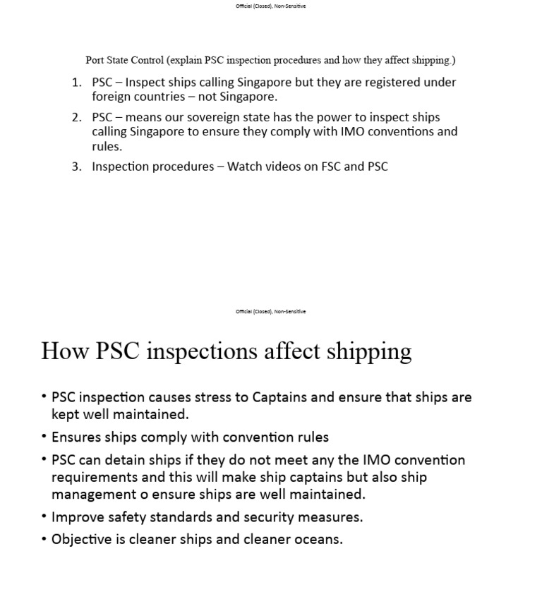 Port State Control (Explain PSC Inspection Procedures) | PDF | Finance ...