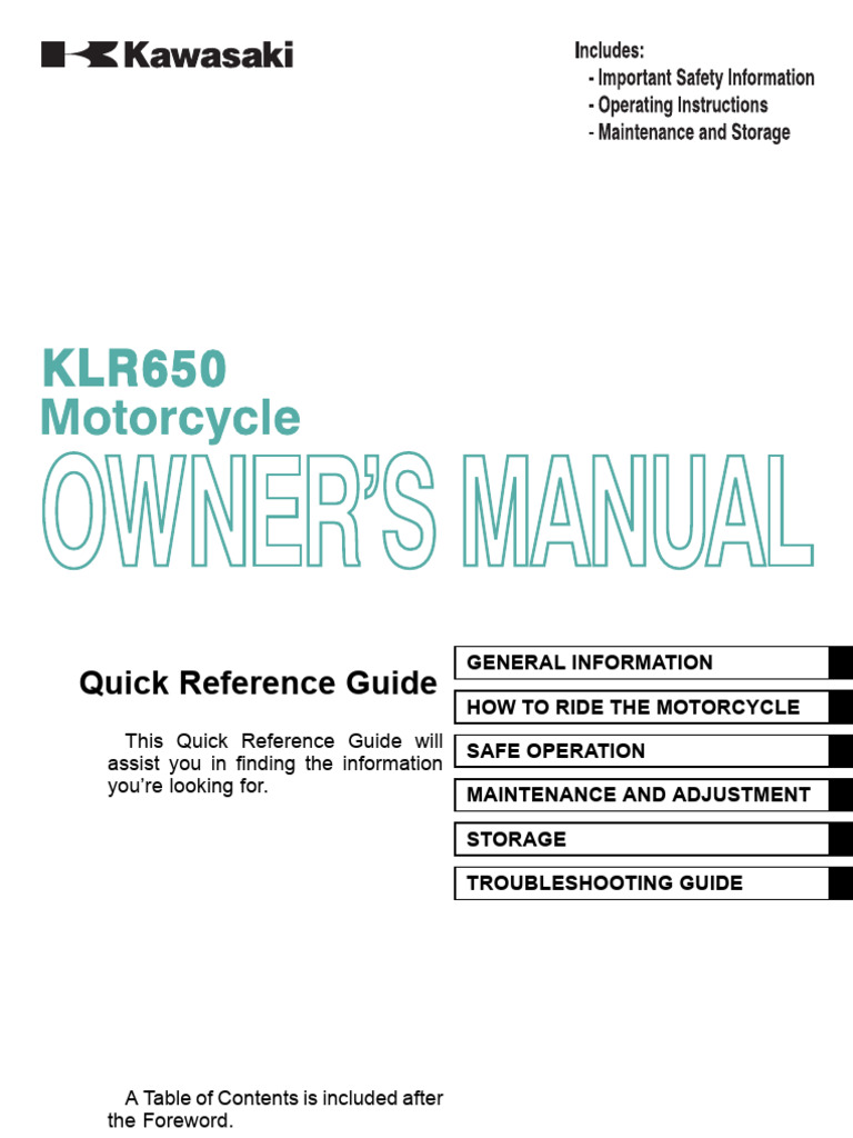 2014 klr650 new-edition | PDF | Gasoline | Vehicle Technology