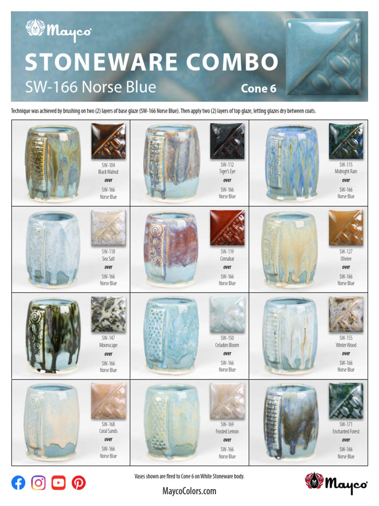 Mayco Norse Blue Glaze Combo Sheet | PDF | Decorative Arts | Plastic Arts