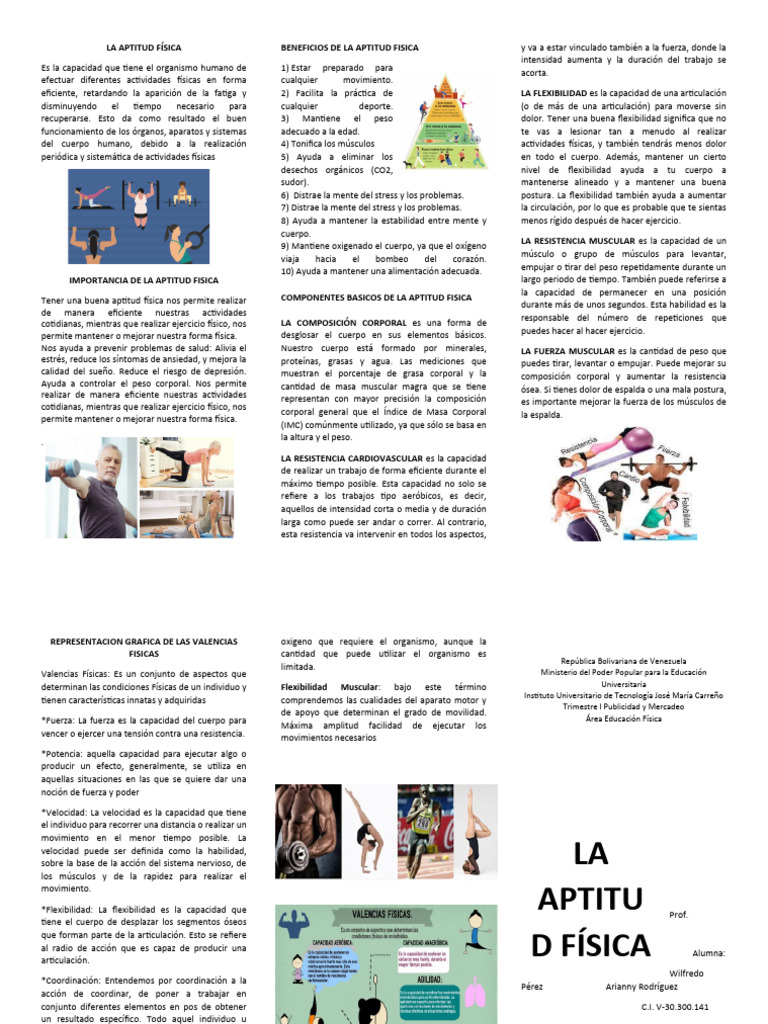 Triptico de La Aptitud Física | PDF | Aptitud física | Flexibilidad ...