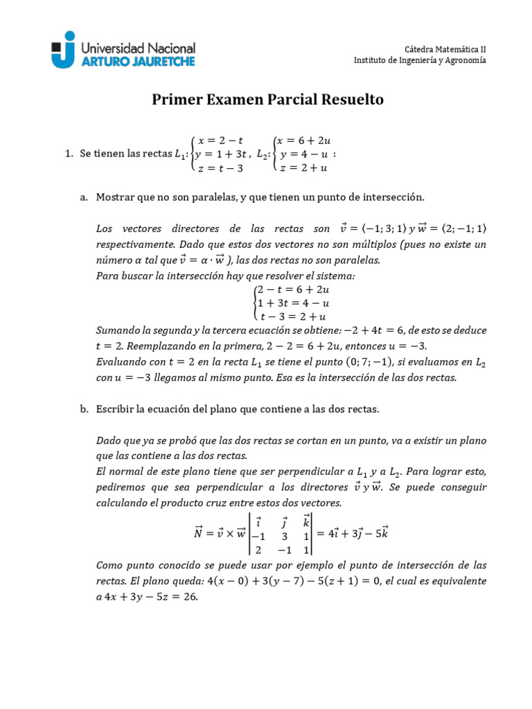 Resolución Primer Parcial 2022 | PDF | Curva | Ecuaciones