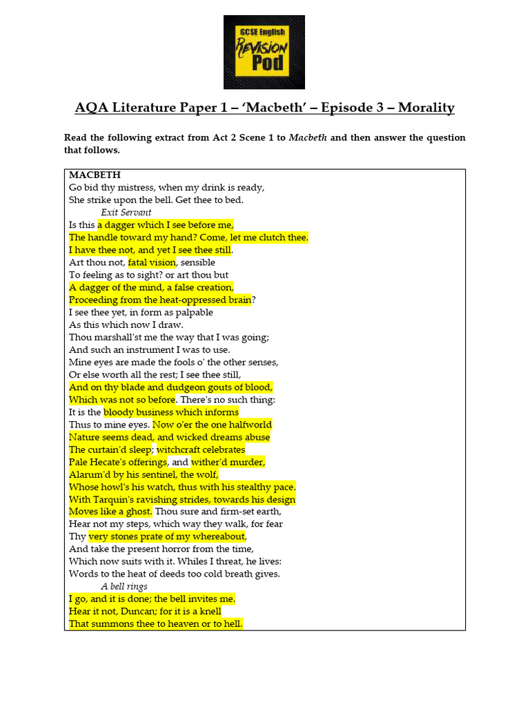 Macbeth Episode 3 - Morality - GCSE English Revision Pod | PDF | Macbeth