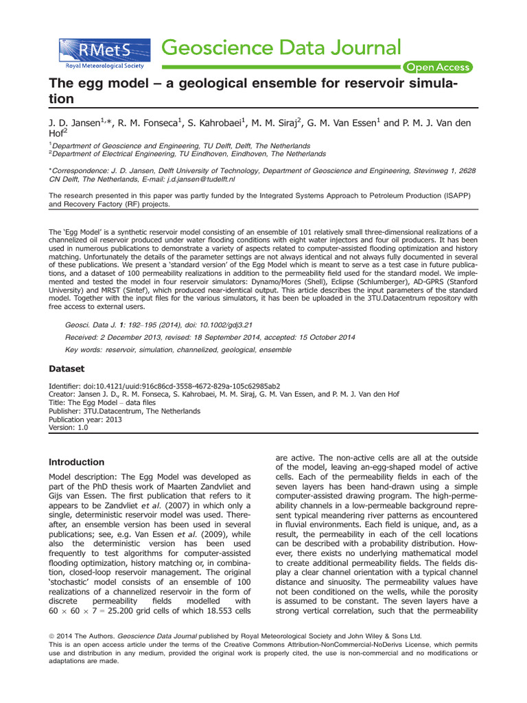 Geoscience Data Journal - 2014 - Jansen - The Egg Model A Geological ...