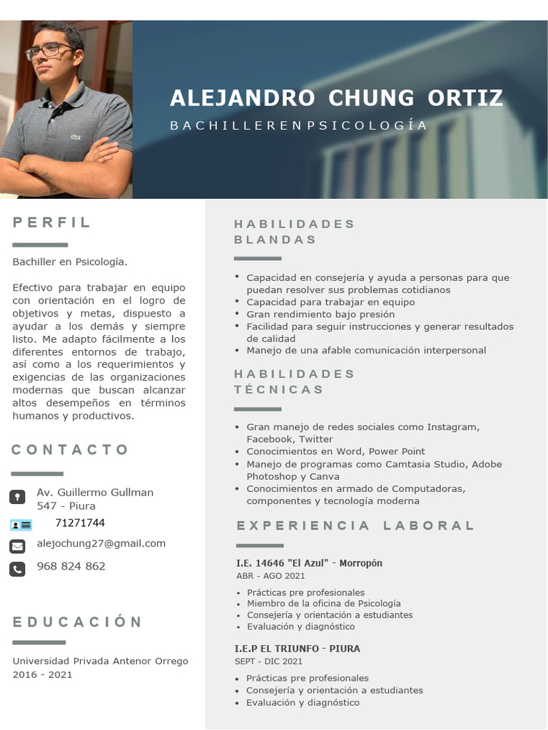 Alejandro Chung Ortiz, CV | PDF | Sicología