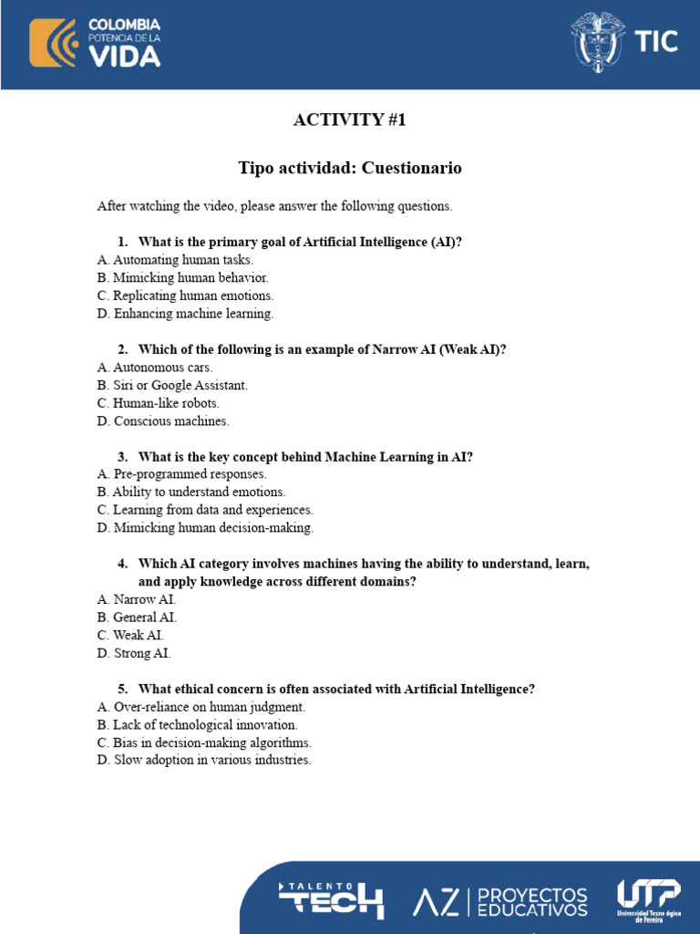 Preguntas-Activity1 VideoArtificialIntelligence | PDF