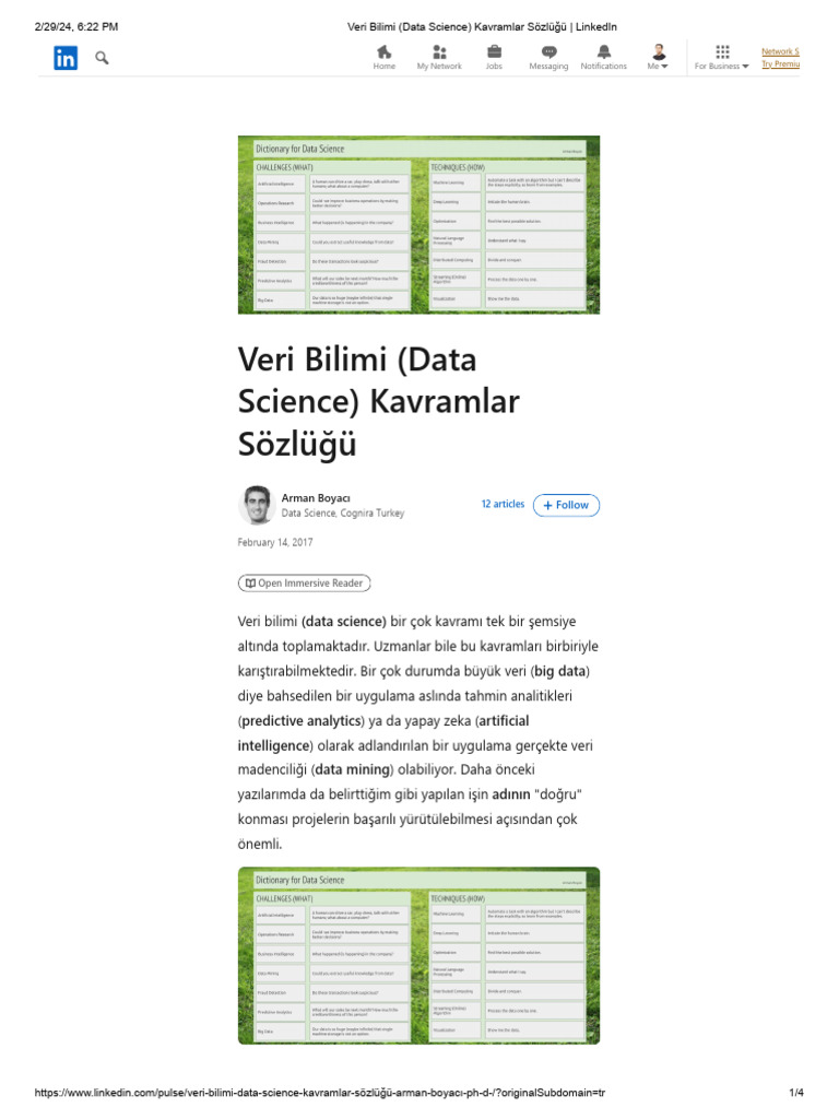 Veri Bilimi (Data Science) Kavramlar Sözlüğü - LinkedIn | PDF