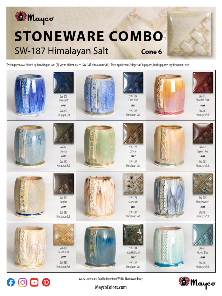 Mayco Himalayan Salt Glaze Combo Sheet | PDF | Plastic Arts | Decorative Arts