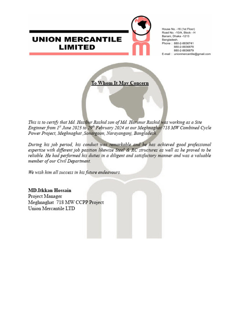 Employment Certification for Engineer | PDF