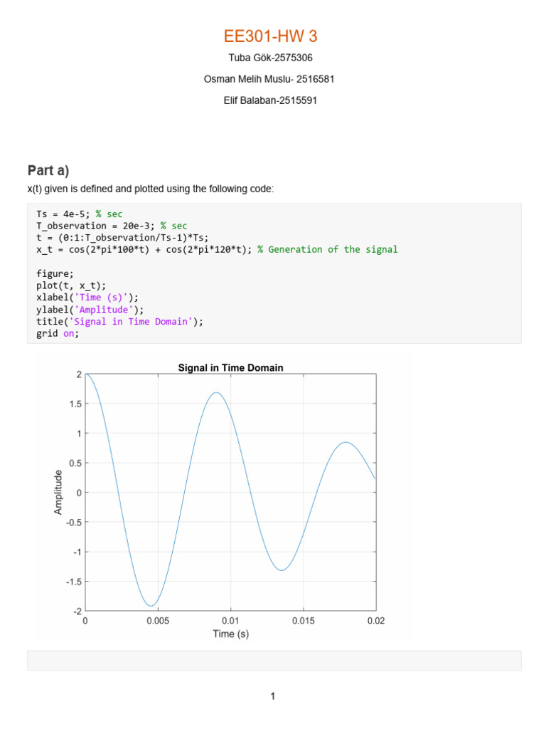 301 HW 3 | PDF | Fourier Transform | Signal Processing 301 HW 3 | PDF | Fourier Transform | Signal Processing