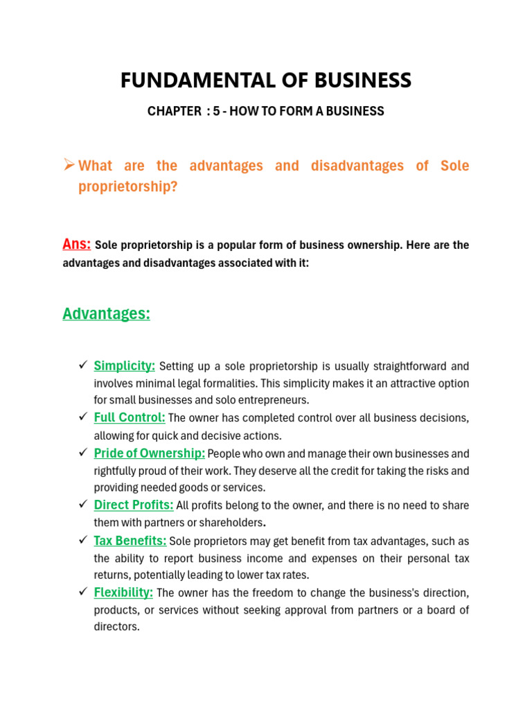Fundamental of Business (Chapter 03 Note) | PDF | Partnership | Franchising