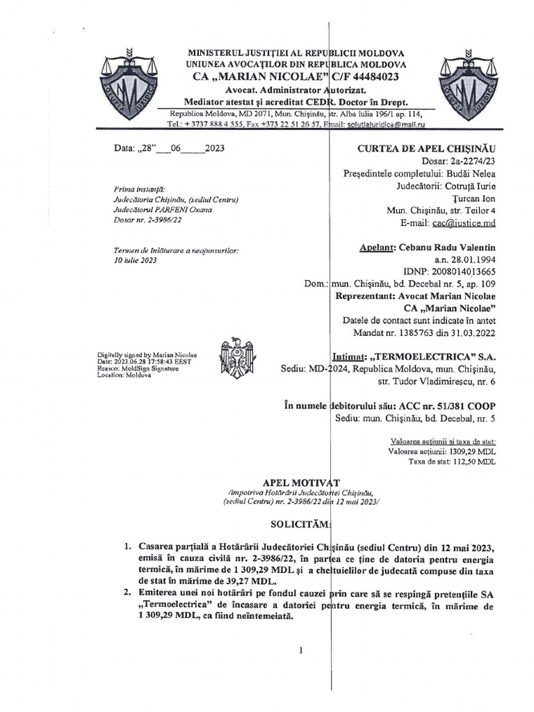 Apel CEBANU RADU | PDF