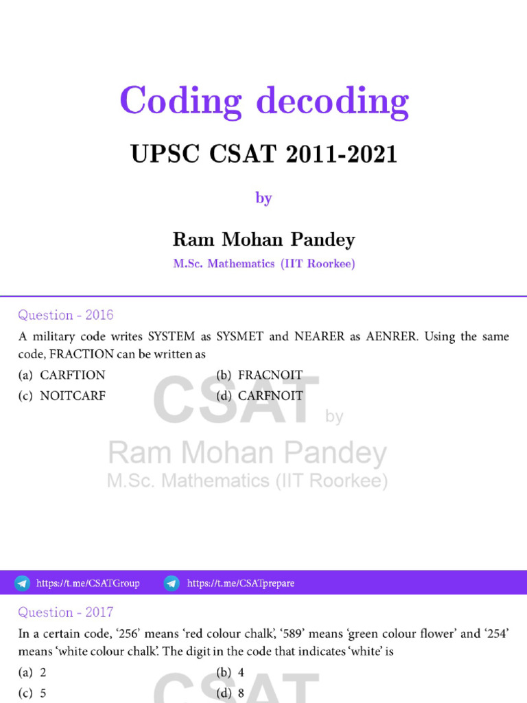 15 Coding Decoding (PYQs 2011-2021) | PDF