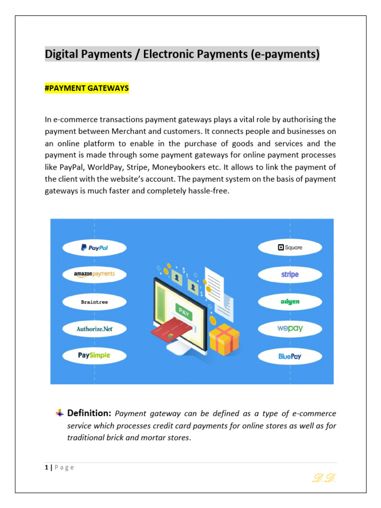 BCOM SEM II - DD - Digital Payment - Payment Gateways | PDF | Payments | Pay Pal