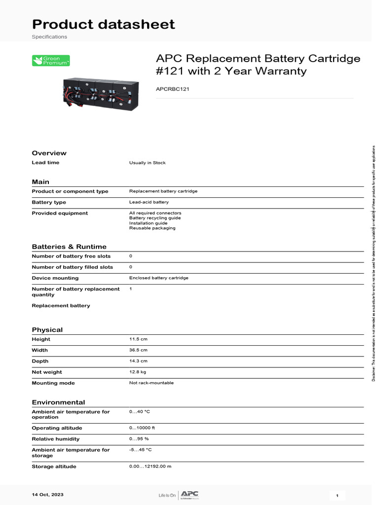 Replacement Battery Cartridges | PDF