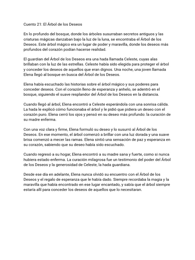 El Árbol de los Deseos: Magia y Esperanza | PDF