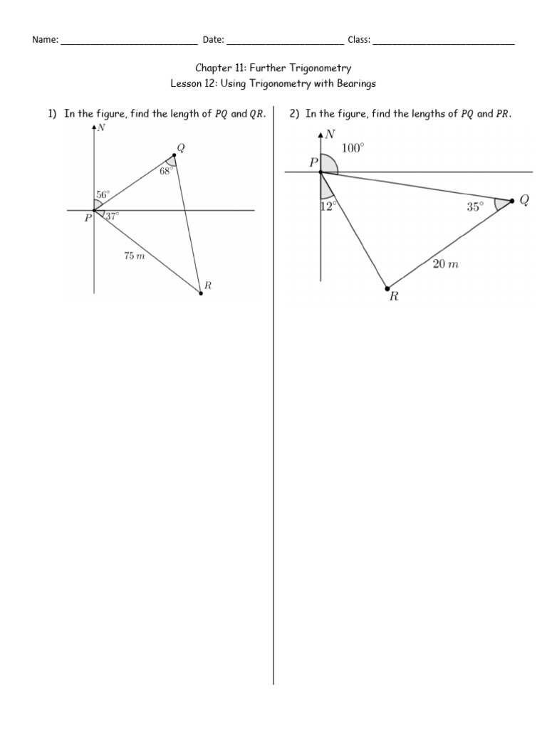Trigonometry With Bearings | PDF