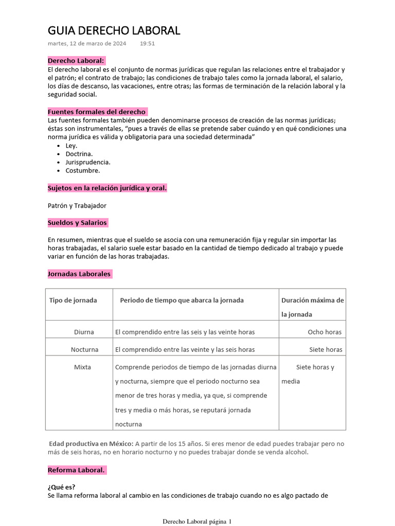 Guia Derecho Laboral | PDF | Derecho laboral | Salario