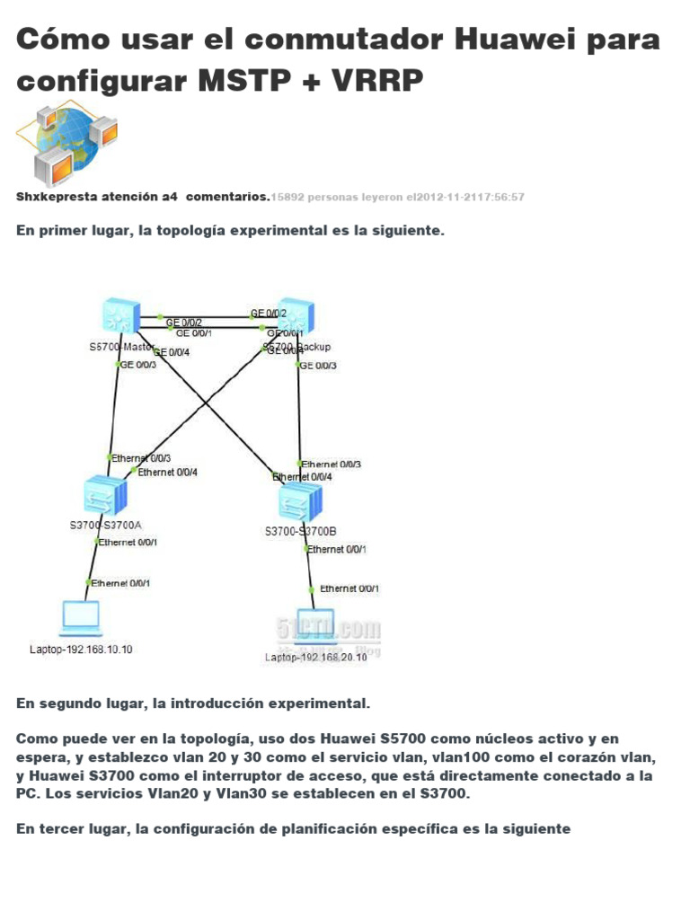 Cómo Usar El Conmutador Huawei para Configurar MSTP | PDF | Protocolos ...