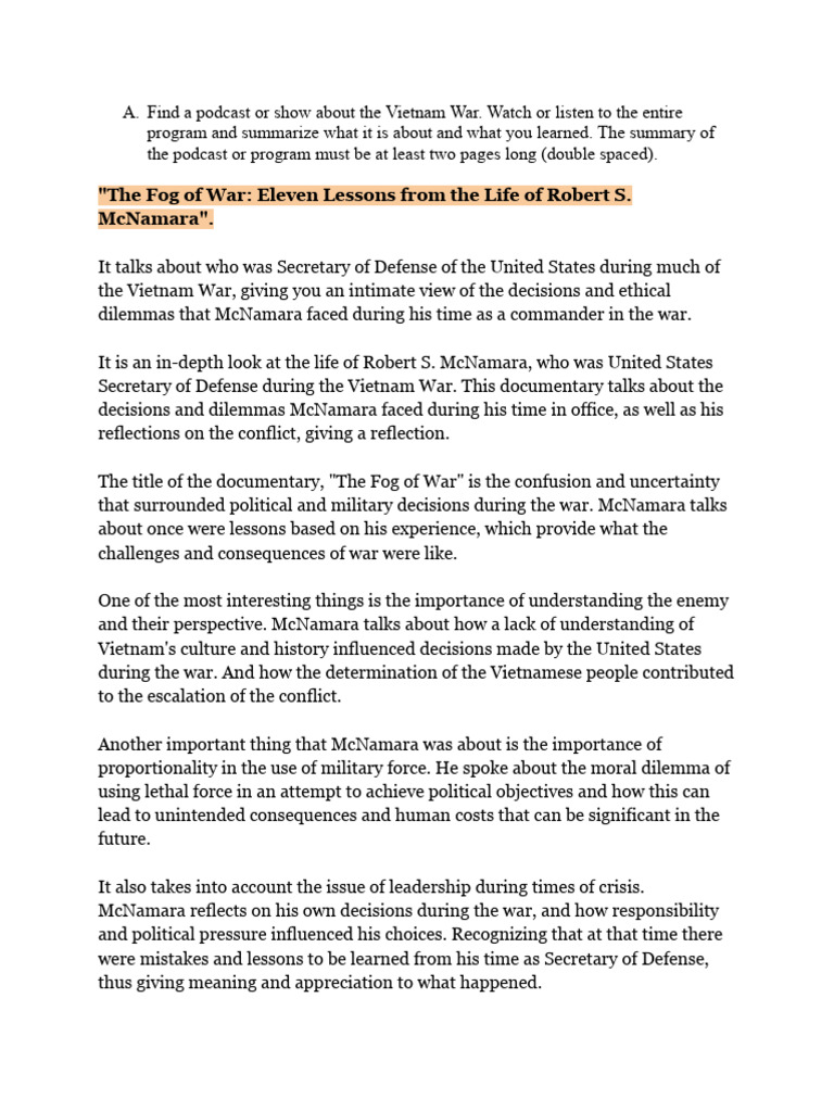 Llevel III Choice Research Due | PDF | Robert Mc Namara