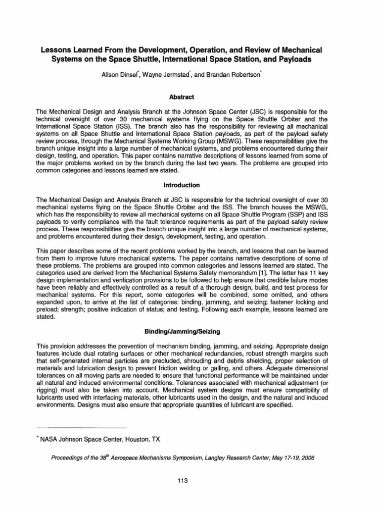 Lessons Learned From The Development, Operation, and Review of ...