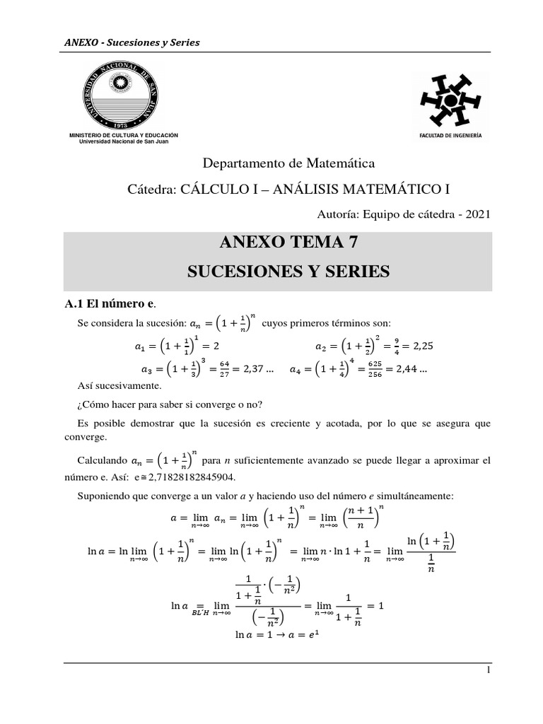 Tema 7 Anexo 2021 | PDF | Límite (Matemáticas) | Series (Matemáticas)