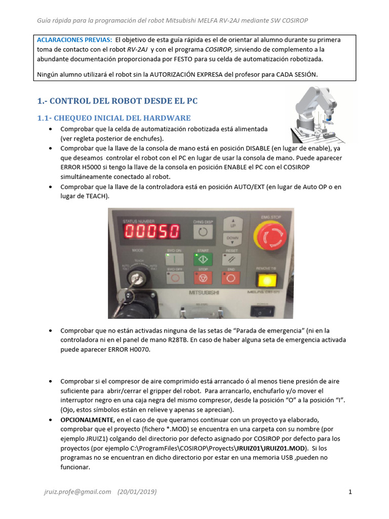 01 Tutorial Primera Practica Con COSIROP | PDF | Robot | Robótica