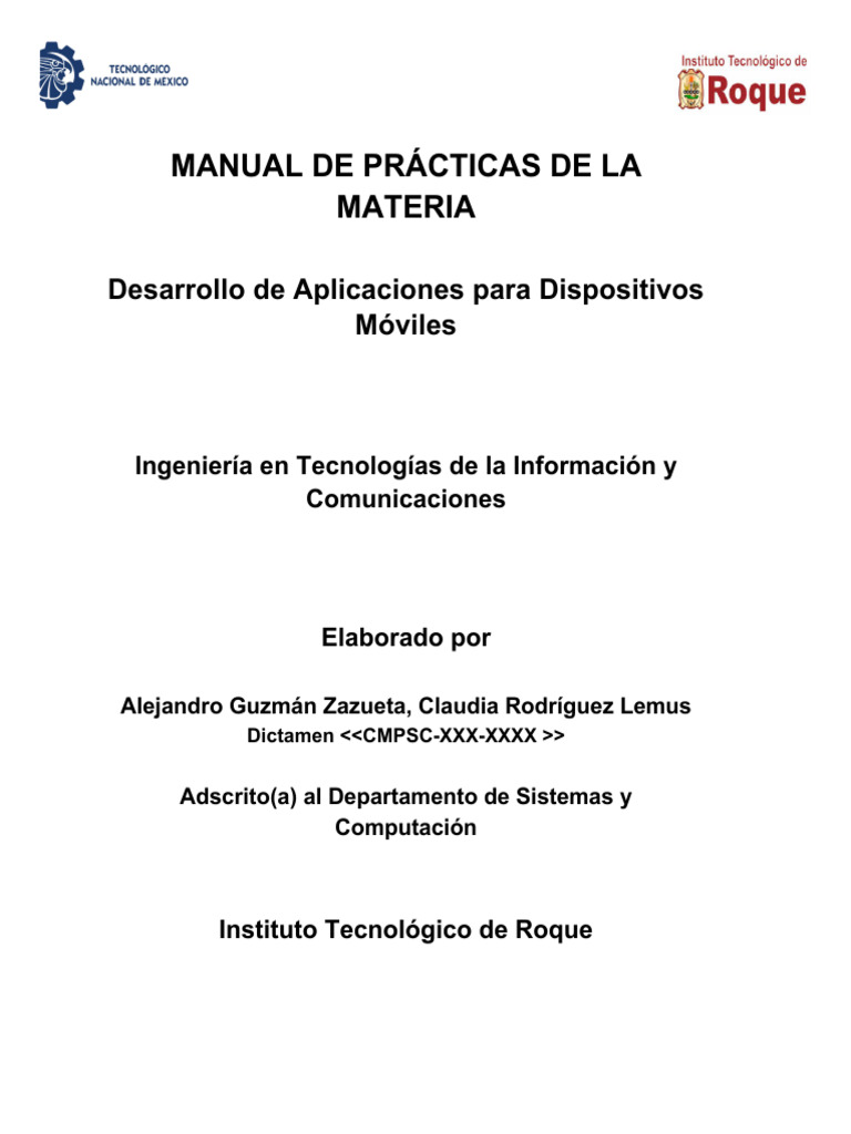 Manual de Prácticas Programación Móvil | PDF | Android (sistema operativo) | Software de la ...