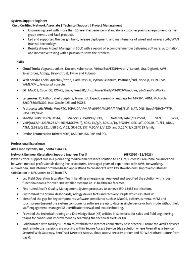Jerry Wang Newtwork Engineer | PDF | Embedded System | Computer Network