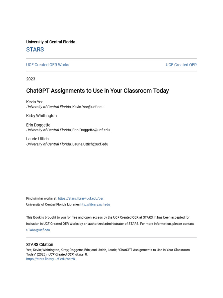 ChatGPT Assignments To Use in Your Classroom Today | PDF | Artificial Intelligence ...